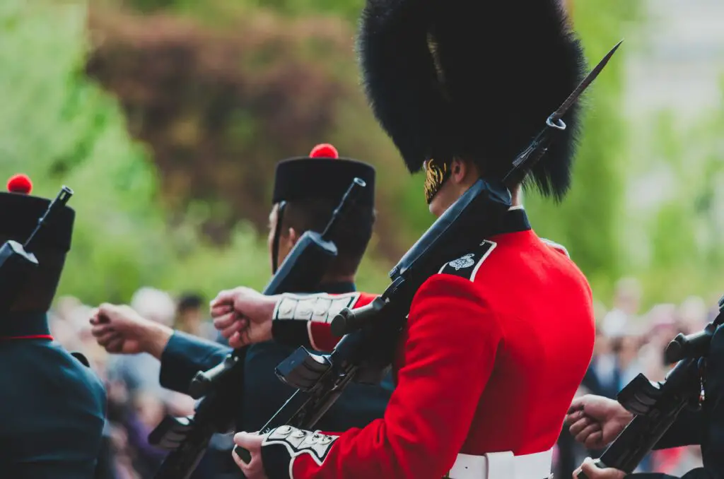 What are the white feathers on queens guards?